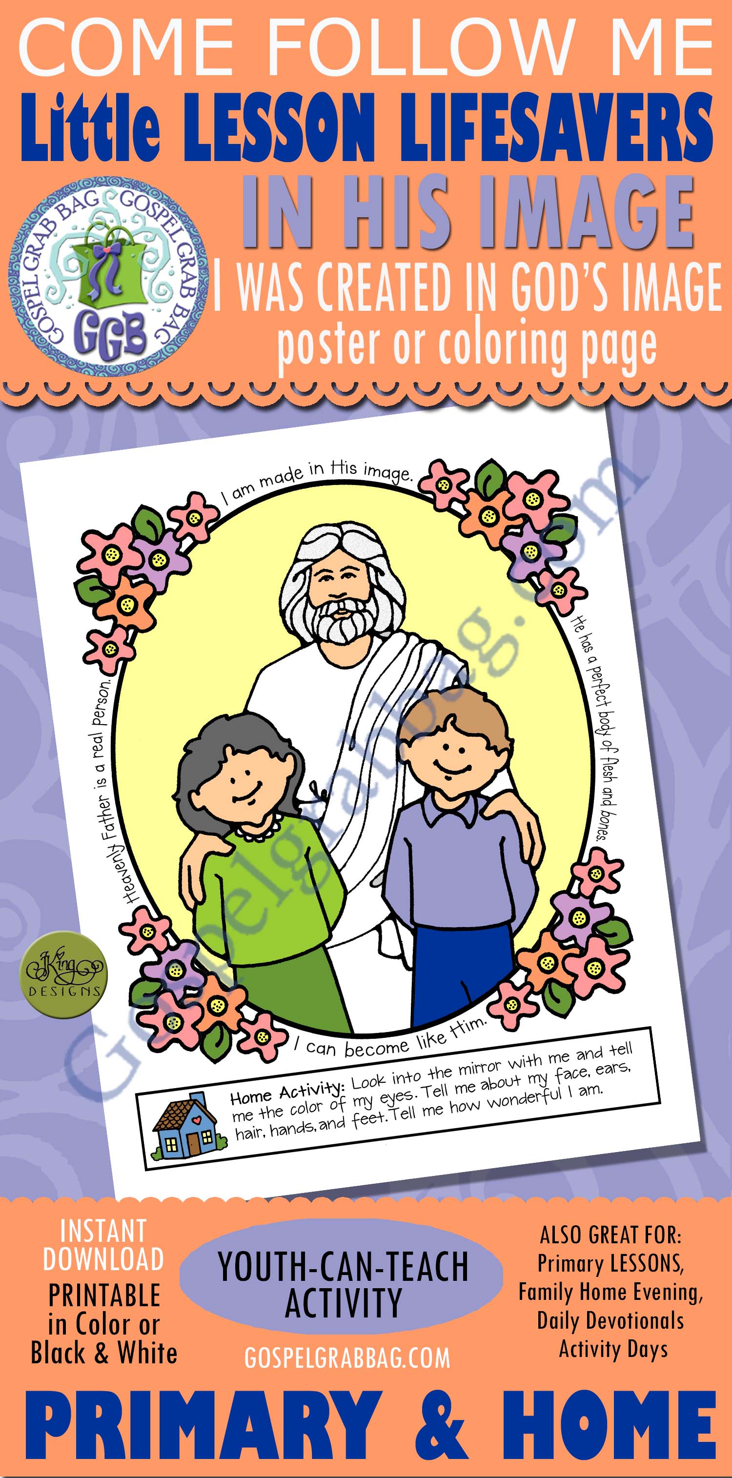CREATED IN GOD'S IMAGE Activity: Poster or Coloring Page for Primary ...