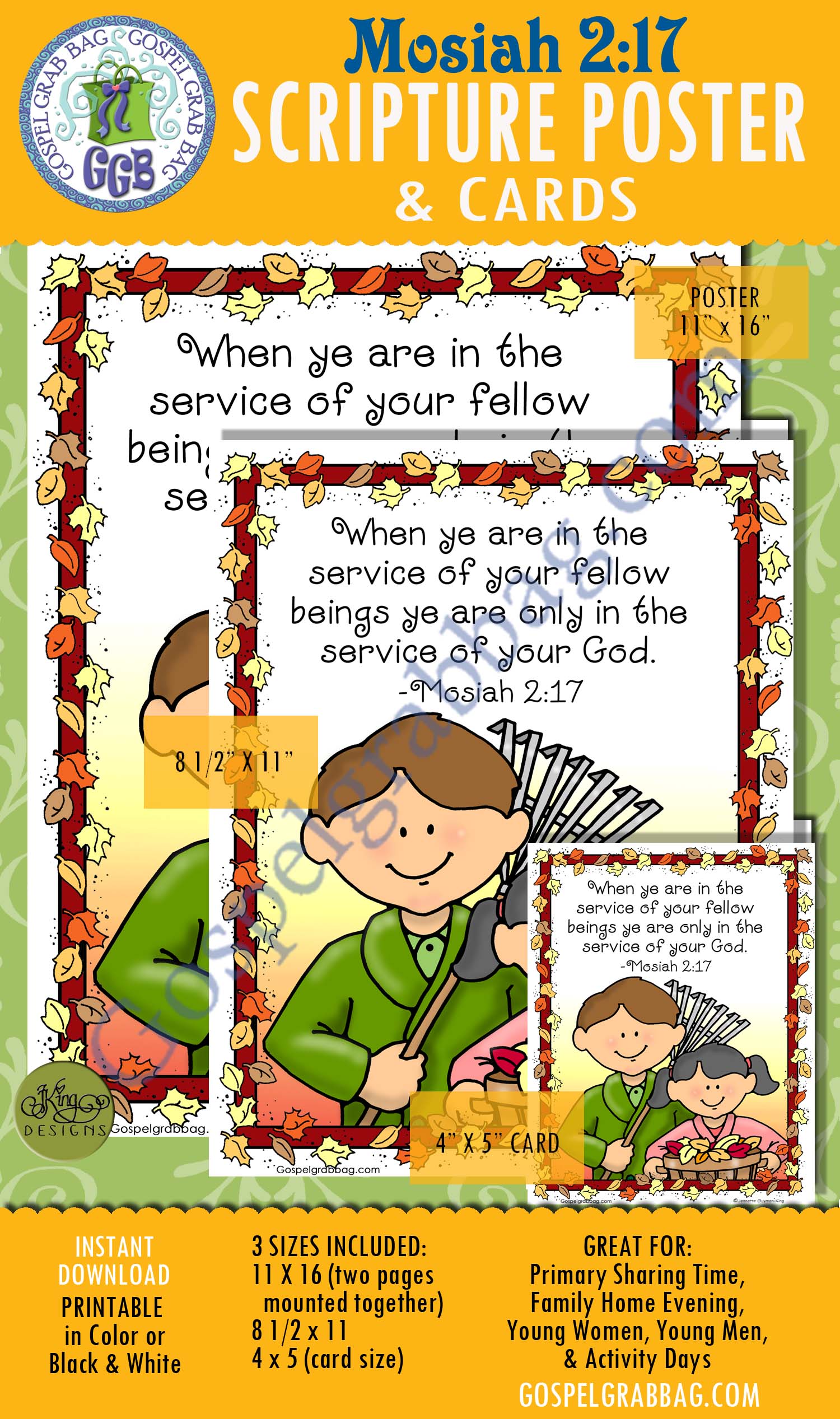 Service - Standards - Missionary Work - Love: Scripture Poster, Mosiah ...