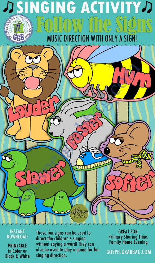 LDS Primary Singing Fun Activity: "Follow the Signs" pick a song ...