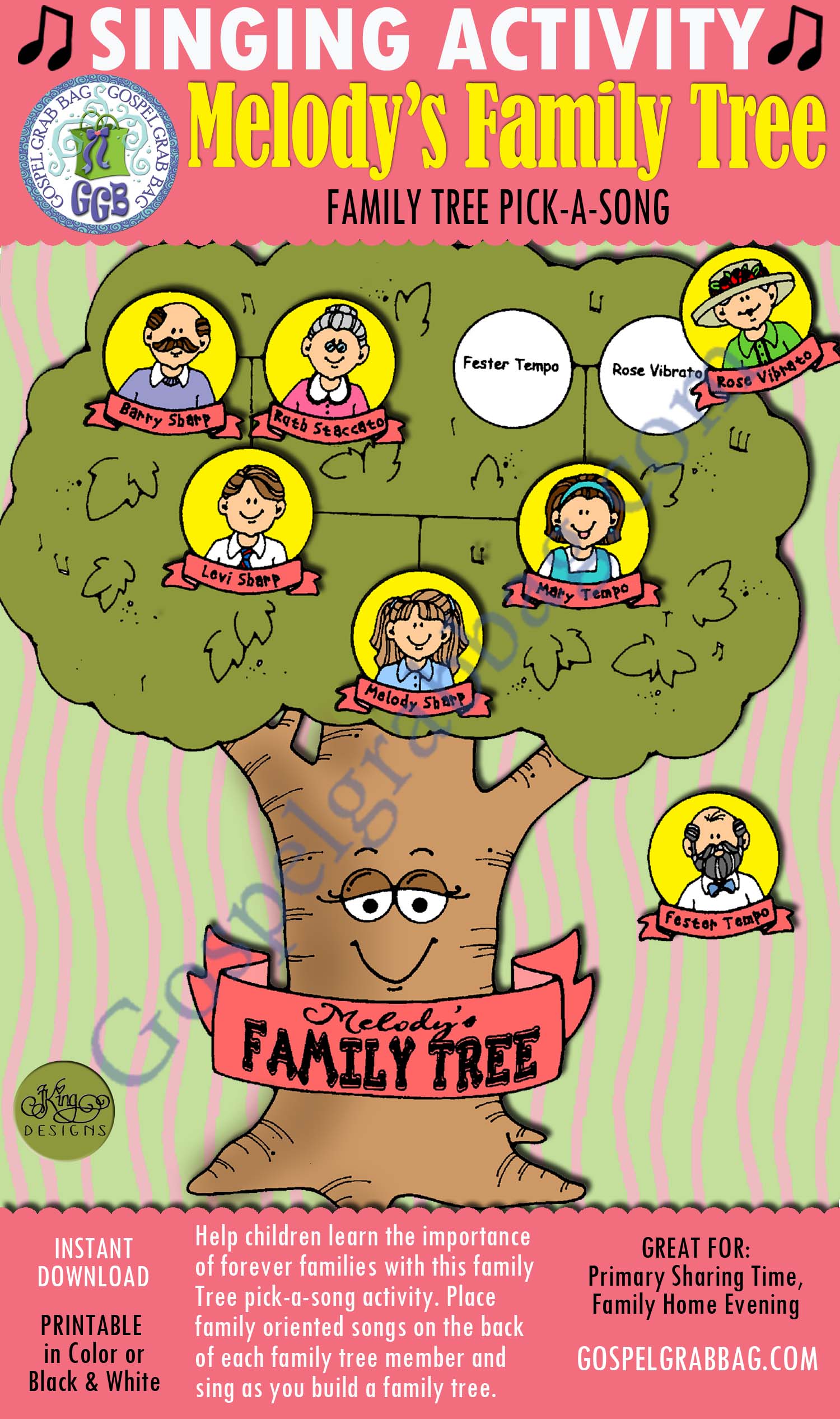 LDS Primary Singing Time, Fun Song Activities, "Melody's Family Tree ...