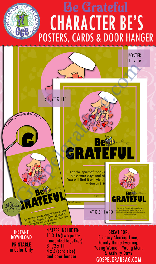 CHARACTER BE - "Be Grateful" large poster, poster, card, and door ...