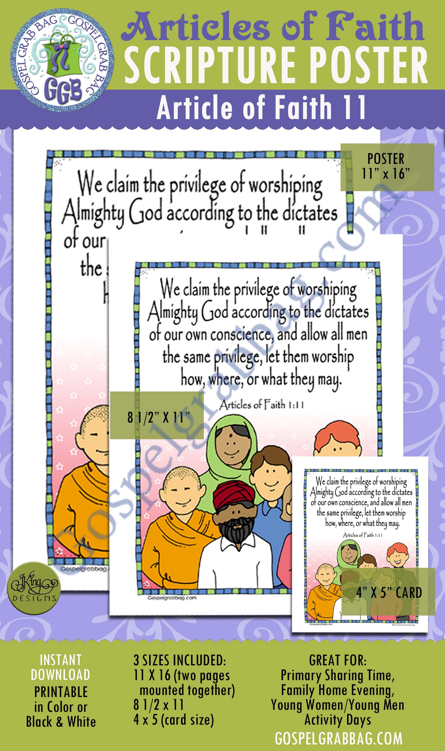 Worship, Free Agency, Charity, Kindness: Scripture Poster, Articles of ...