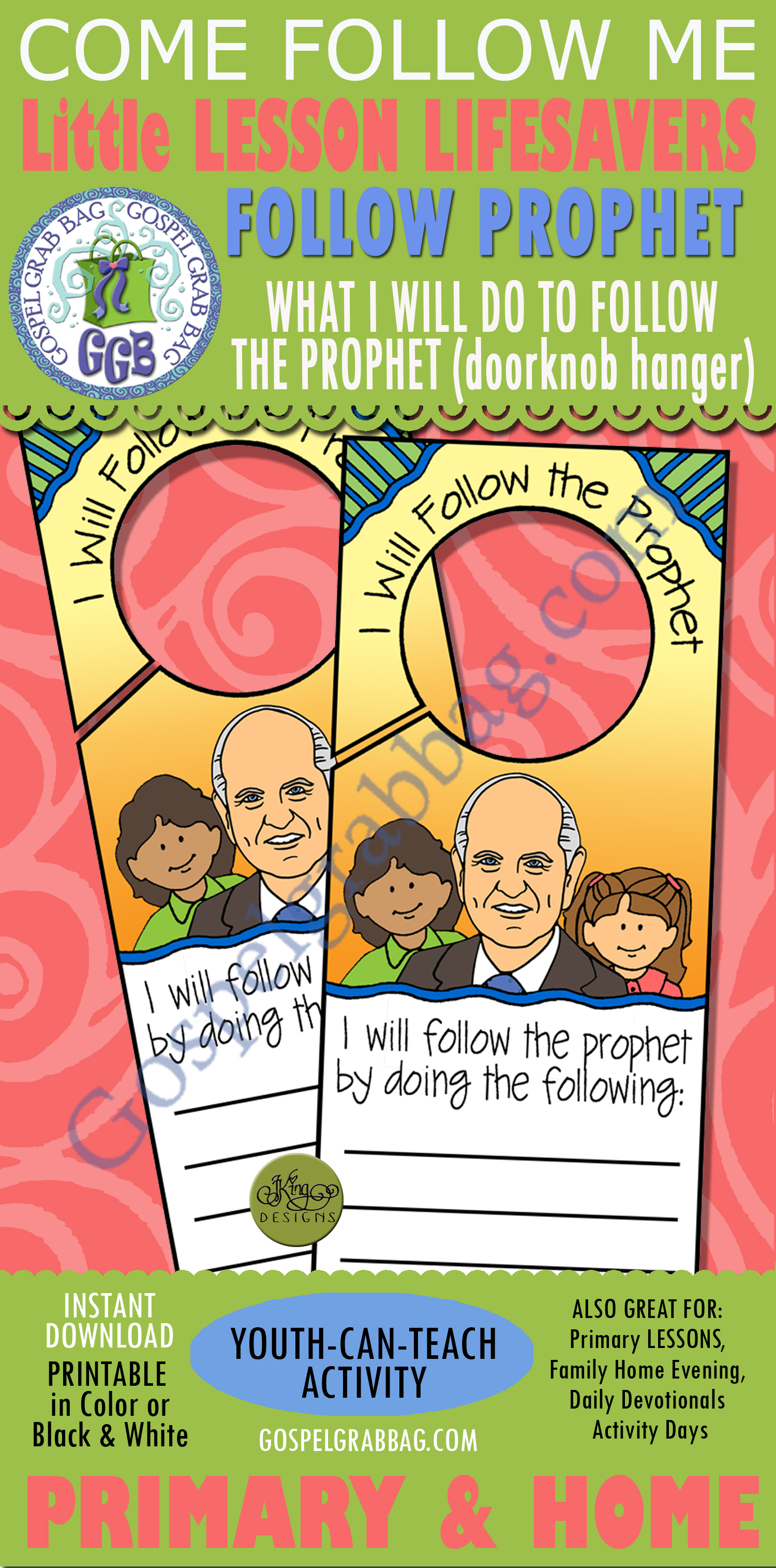 FOLLOW THE PROPHET: LDS Lesson Ideas - Prophet Ponder doorknob hanger ...