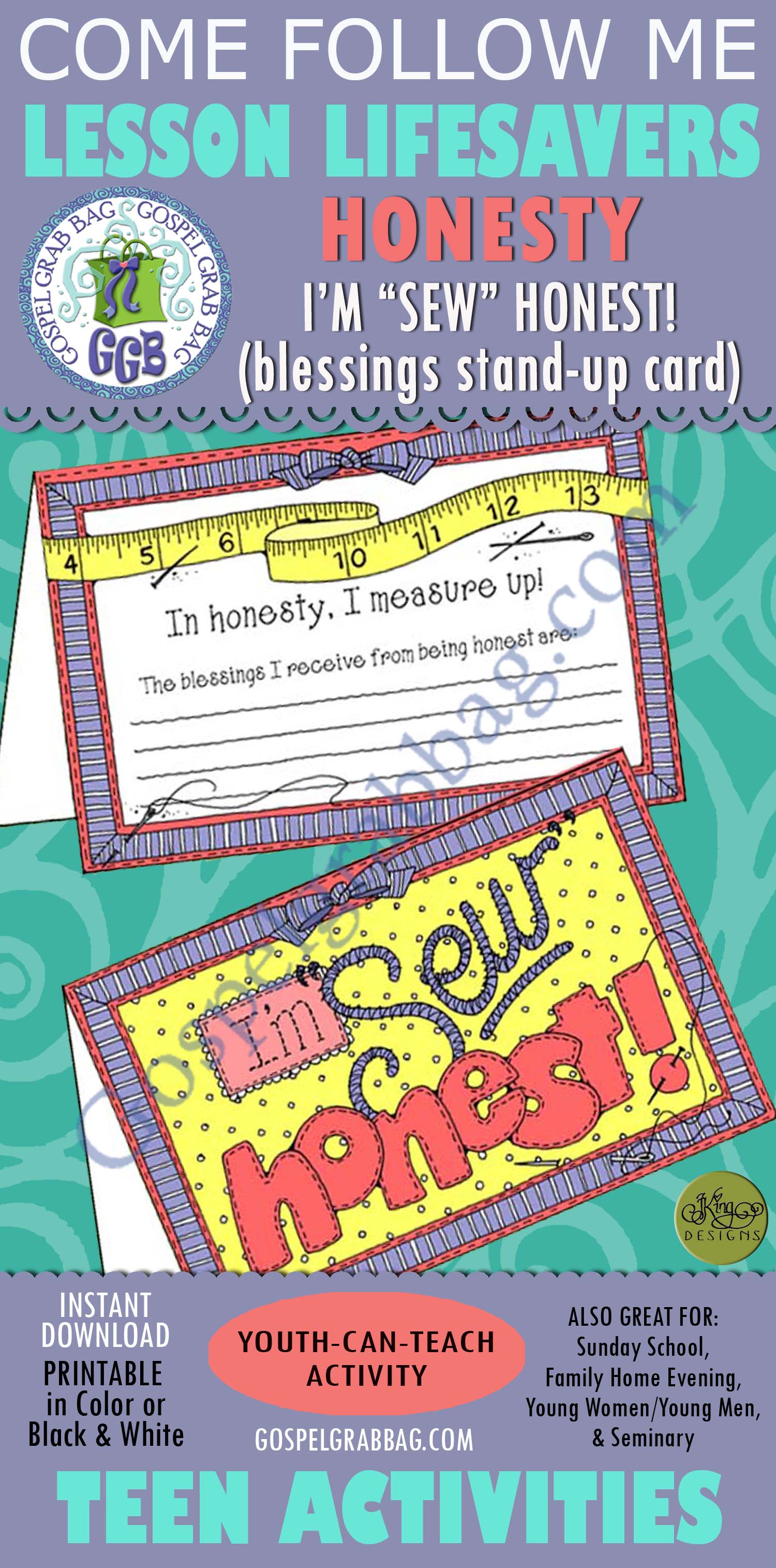 Commandments - Honesty: LDS Lesson Activity - I'm "Sew" Honest! stand ...