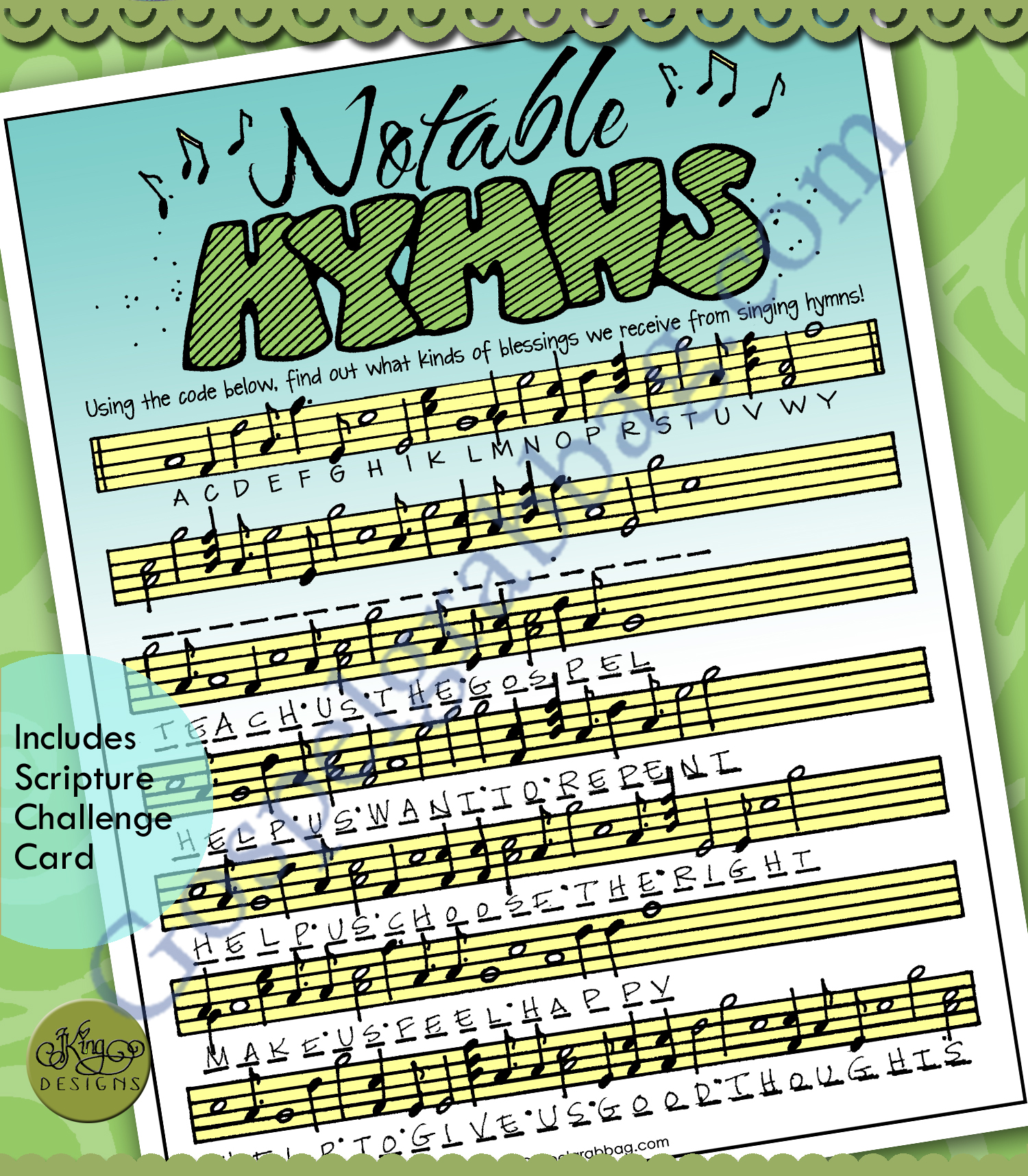 MUSIC - SINGING – Activity: "Note"able Hymns Secret Code Message – for ...
