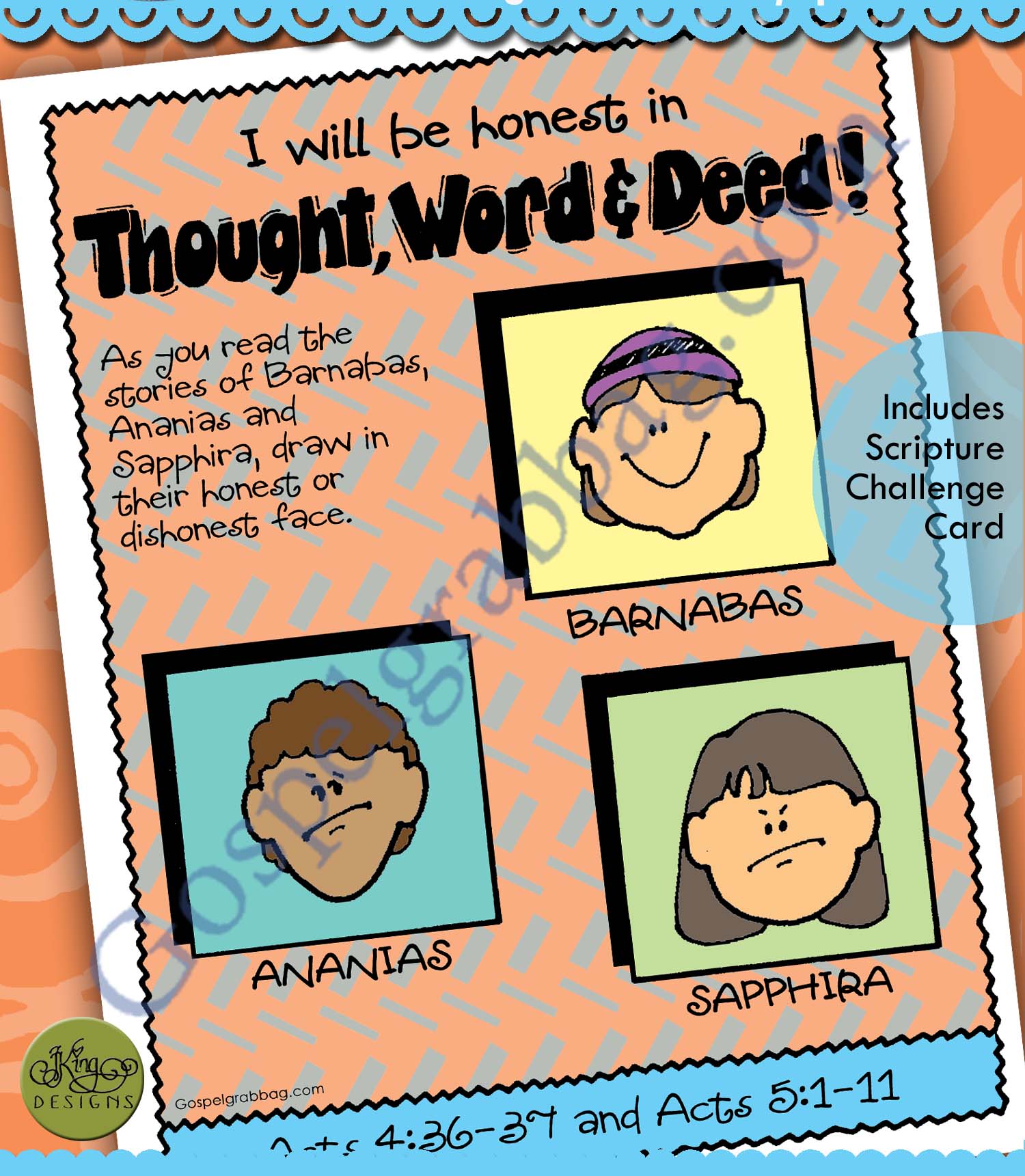 HONESTY Activity "Drawing Honest and Dishonest Faces" story of Barnabas ...